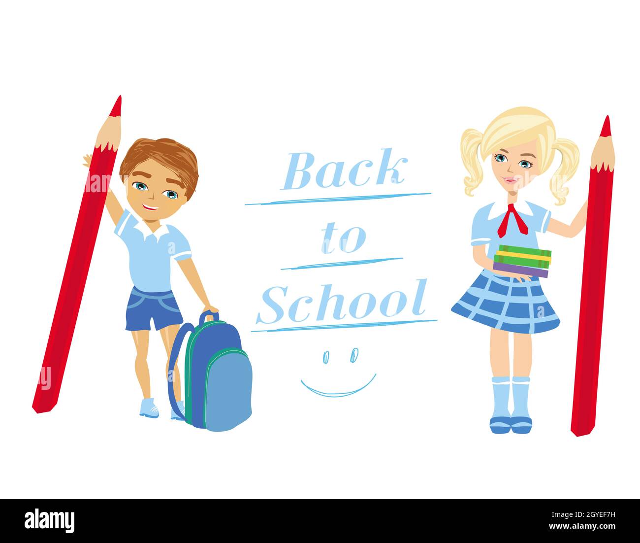 Illustration back kid boy Cut Out Stock Images & Pictures - Alamy