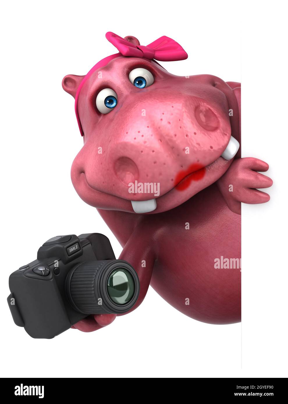 Pink Hippo - 3D Illustration Stock Photo - Alamy