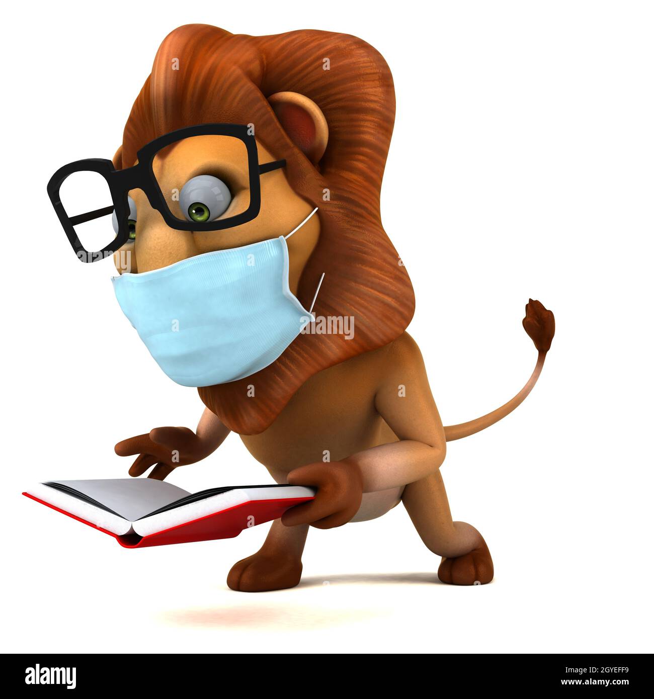 Fun 3D illustration of a cartoon Lion with a mask Stock Photo - Alamy