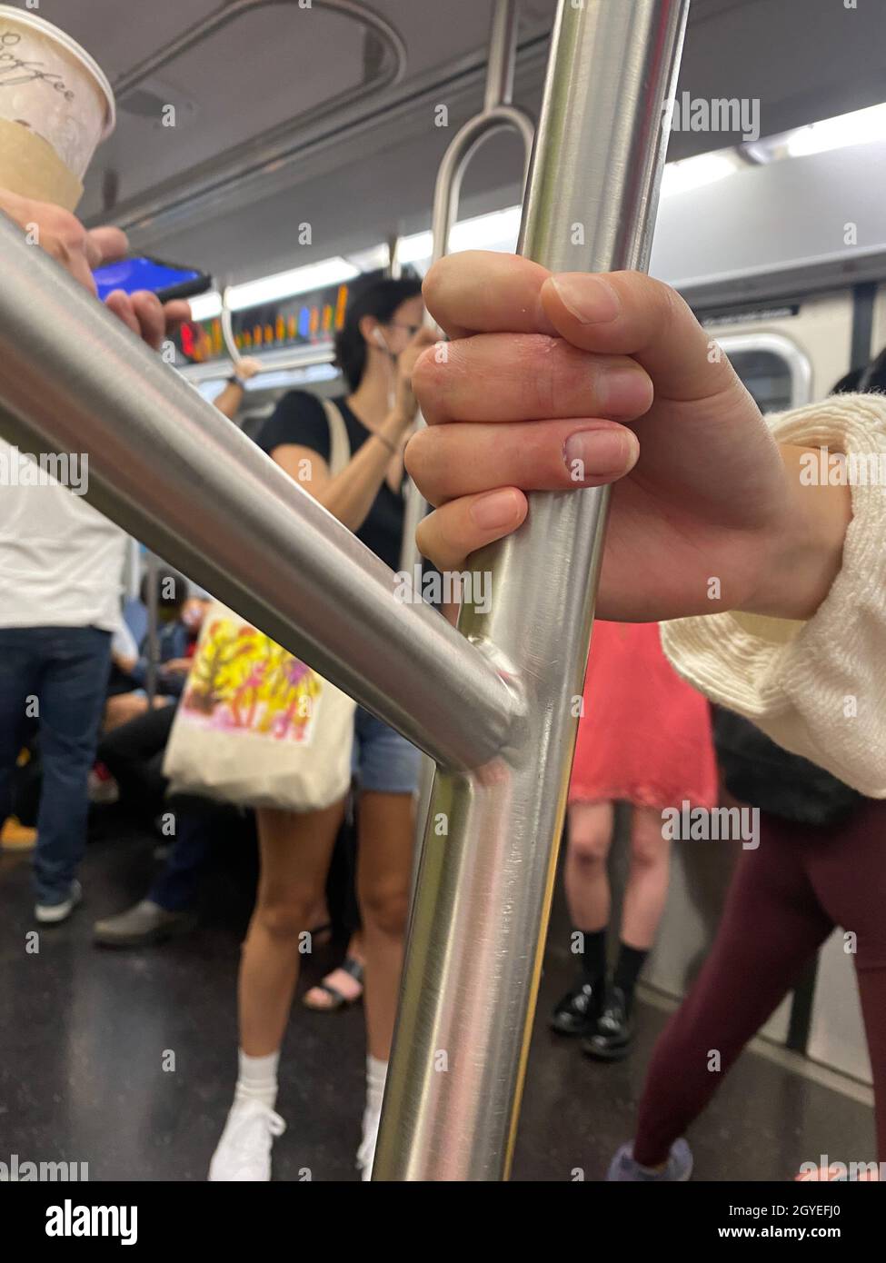 Subway pole new york hi-res stock photography and images - Alamy