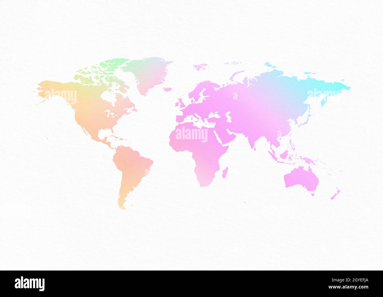 Pastel colored world map isolated on white paper background Stock Photo ...