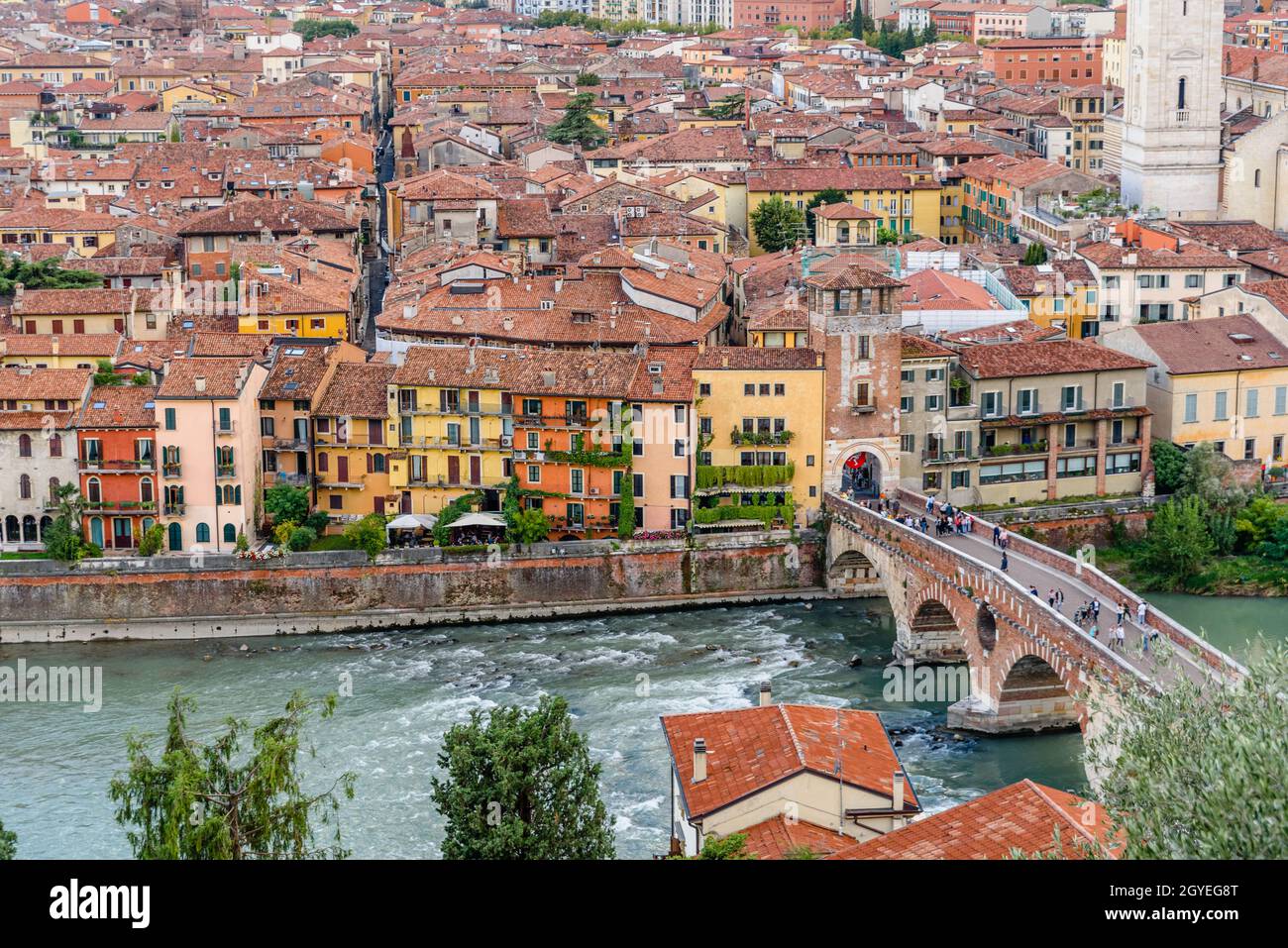 Panoramic from the top of the Castle of Verona, with a view of the ...