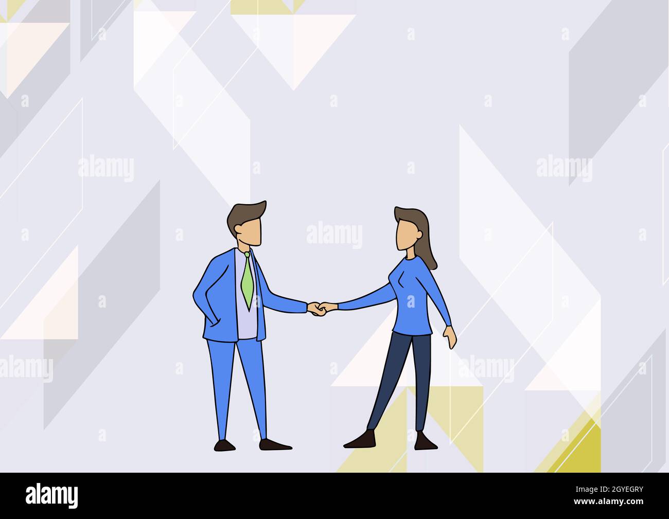 Man And Woman Standing Facing Towards Each Other Holding Hands Stock ...