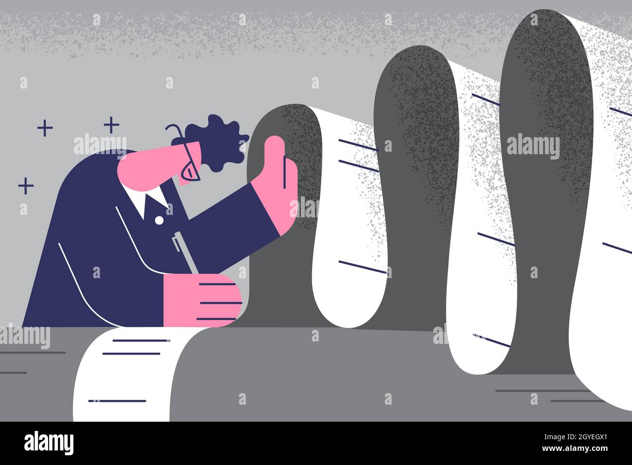 Paperwork and daily routine in office concept. Man office manager ...