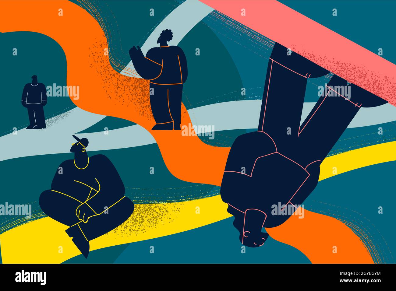 Searching for right life path and way concept. Young people cartoon ...