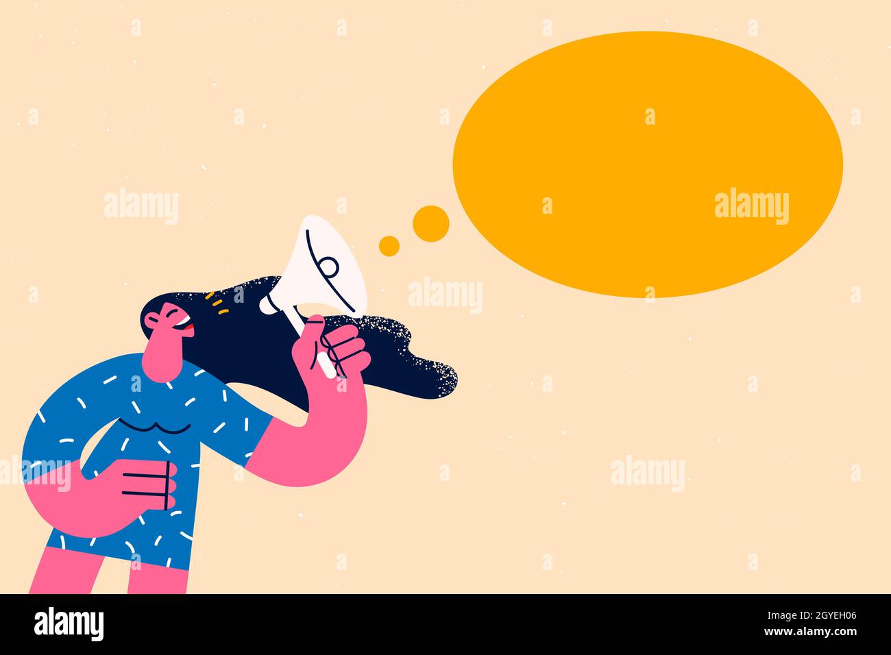 Announcement and advertising campaign concept. Young female cartoon ...