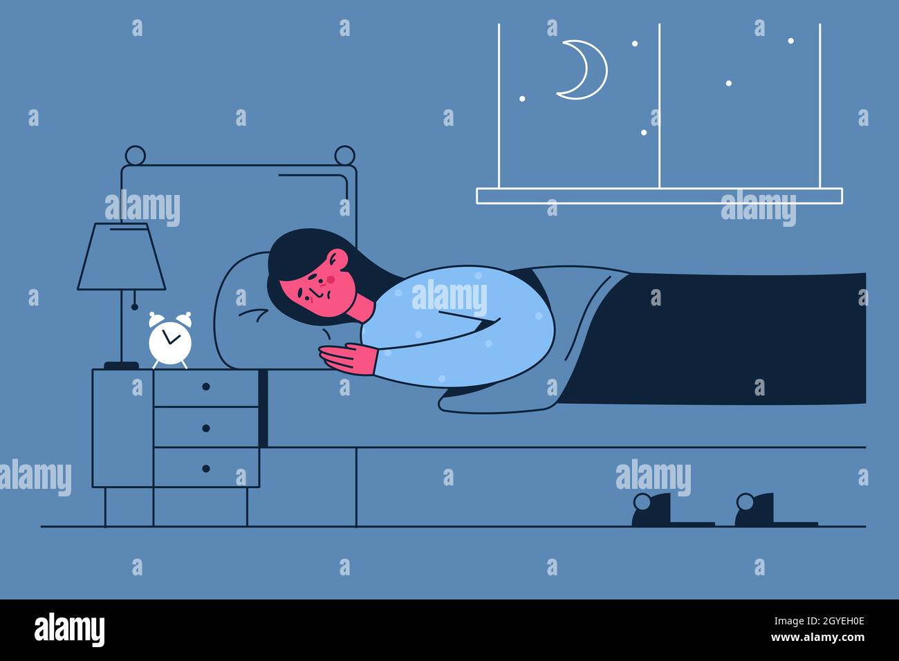 Sleep Disorder Insomnia Concept Young Tired Sad Sleepless Woman Lying