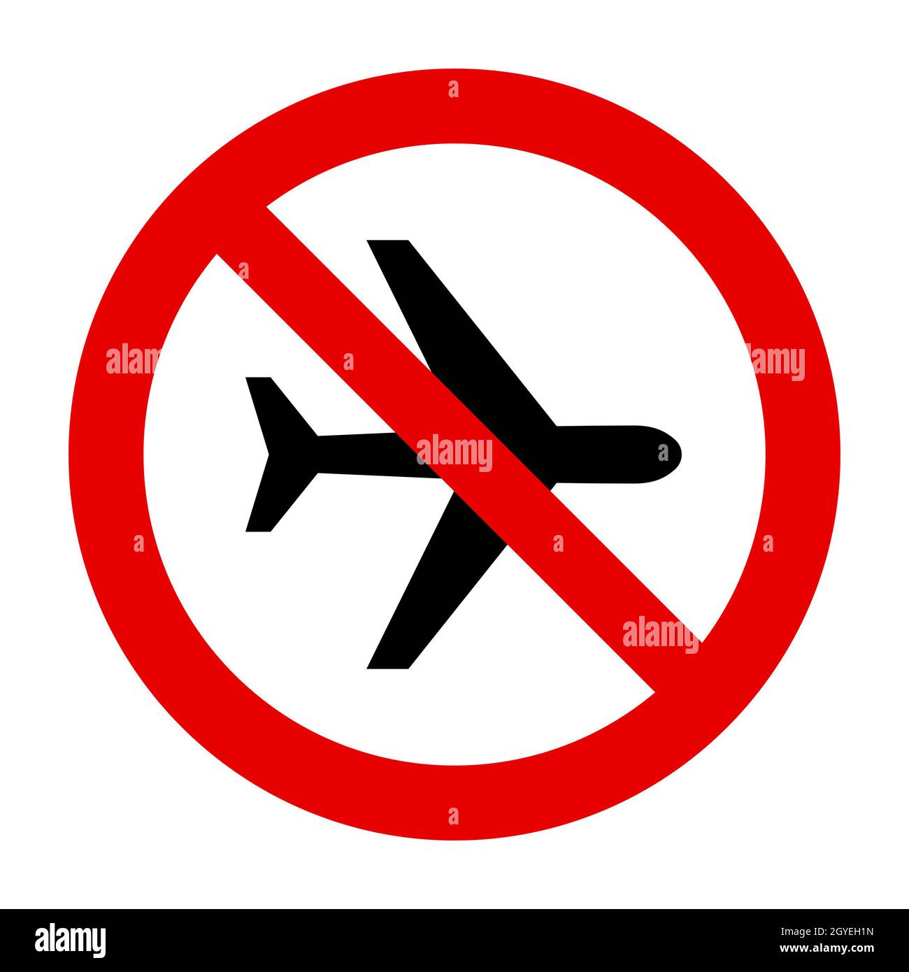 Airplane and prohibition sign Stock Photo - Alamy