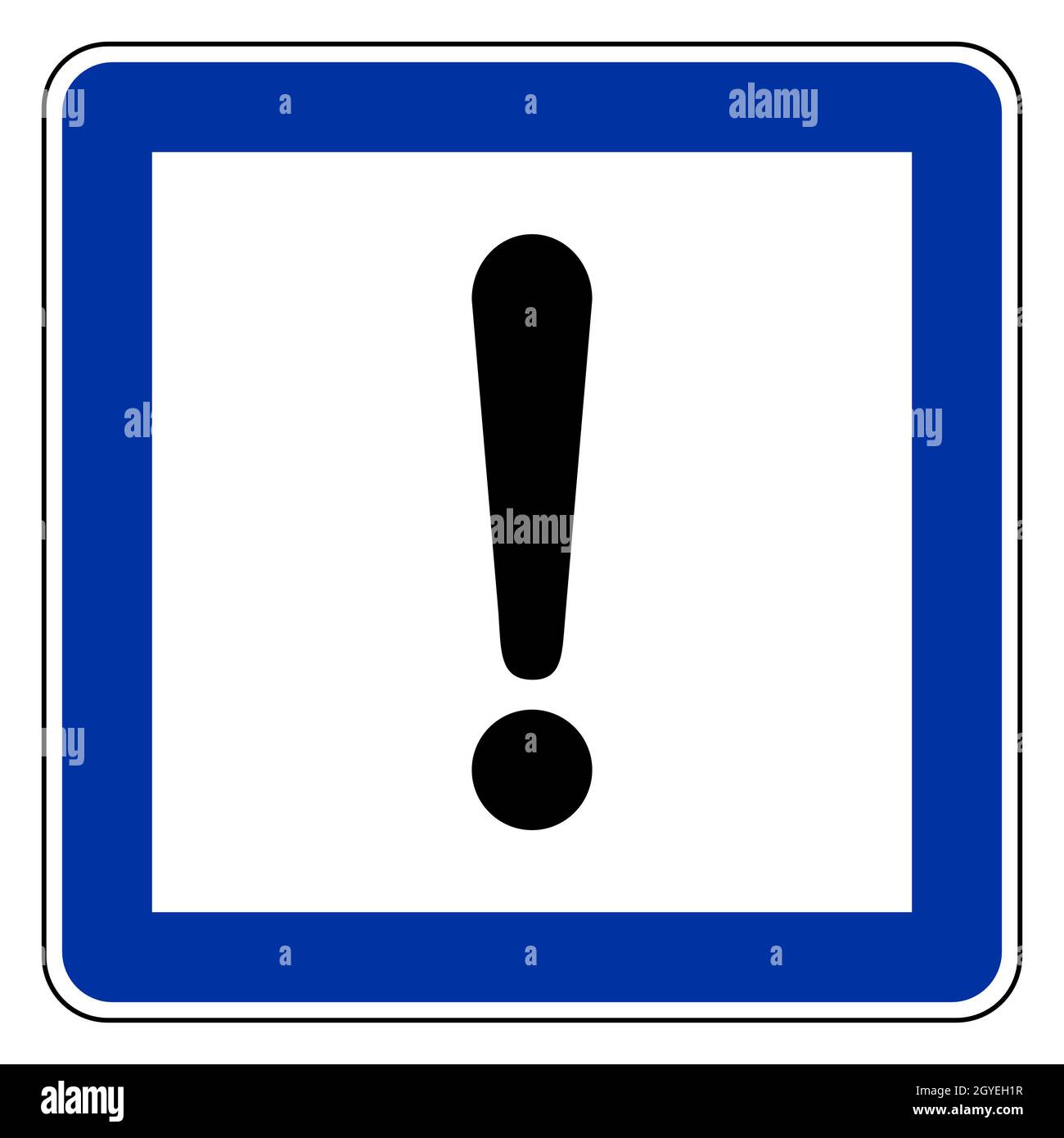 Exclamation mark and road sign Stock Photo - Alamy