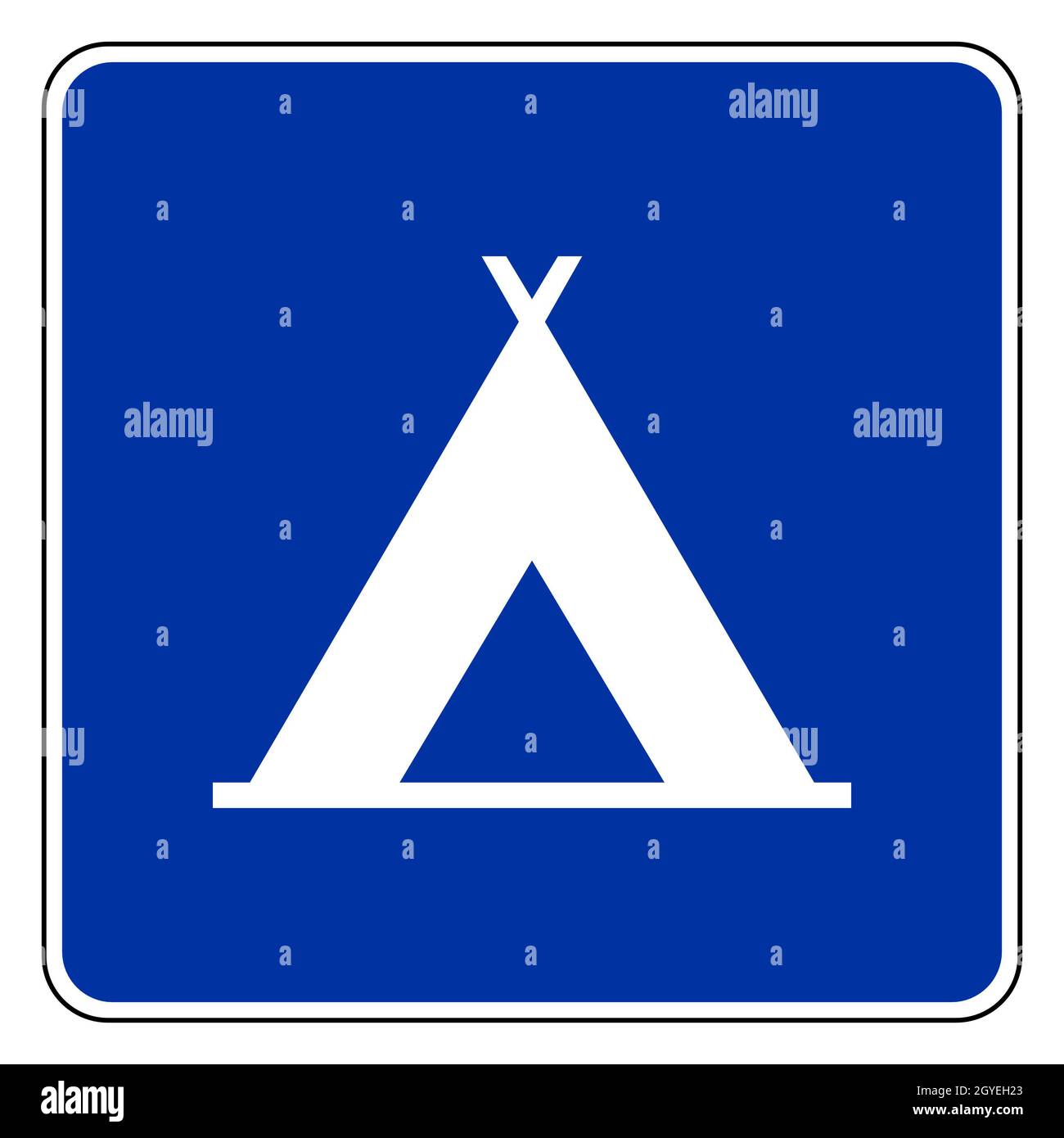 Tent and road sign Stock Photo - Alamy