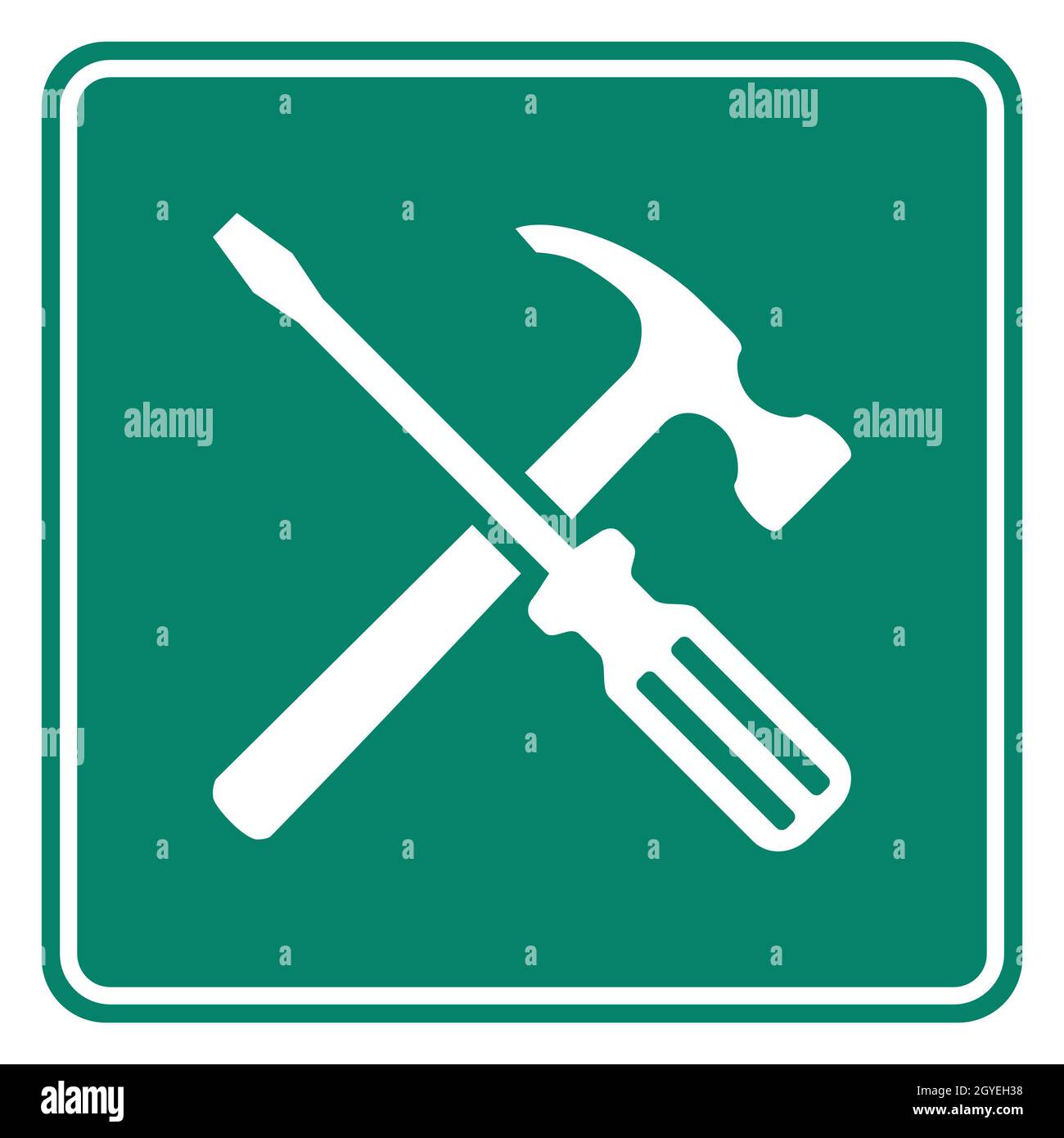 Tools and road sign Stock Photo - Alamy