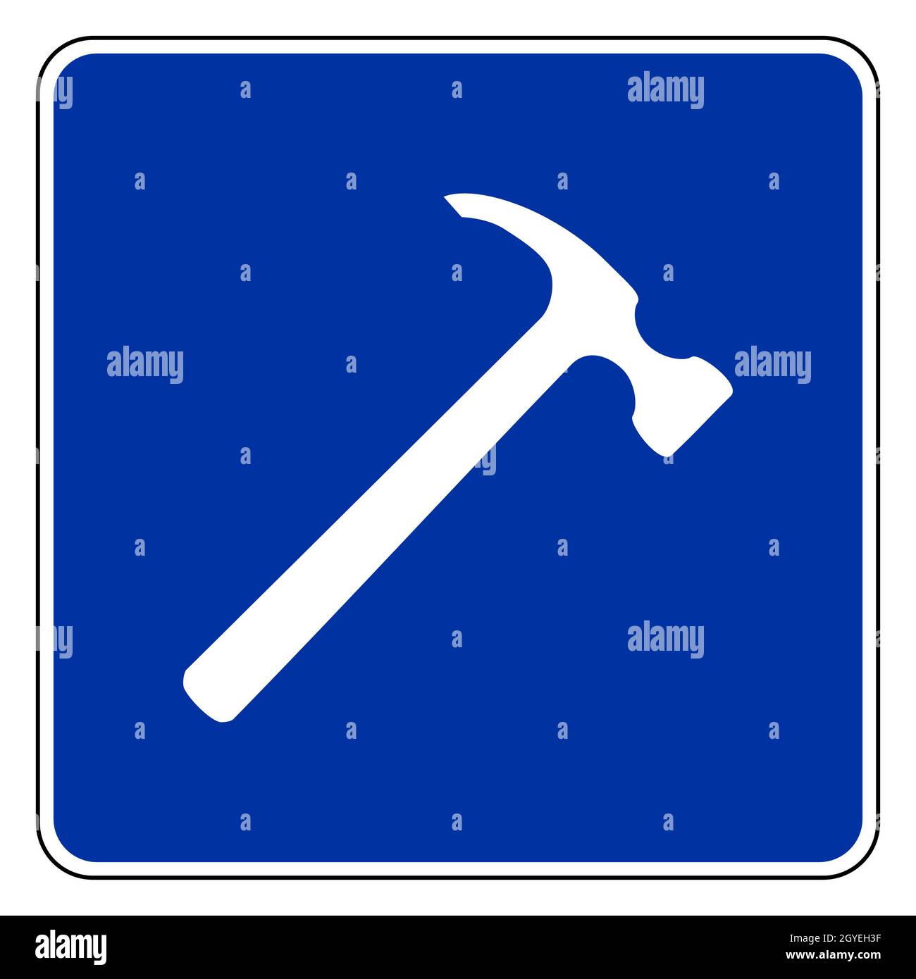 Hammer and road sign Stock Photo - Alamy