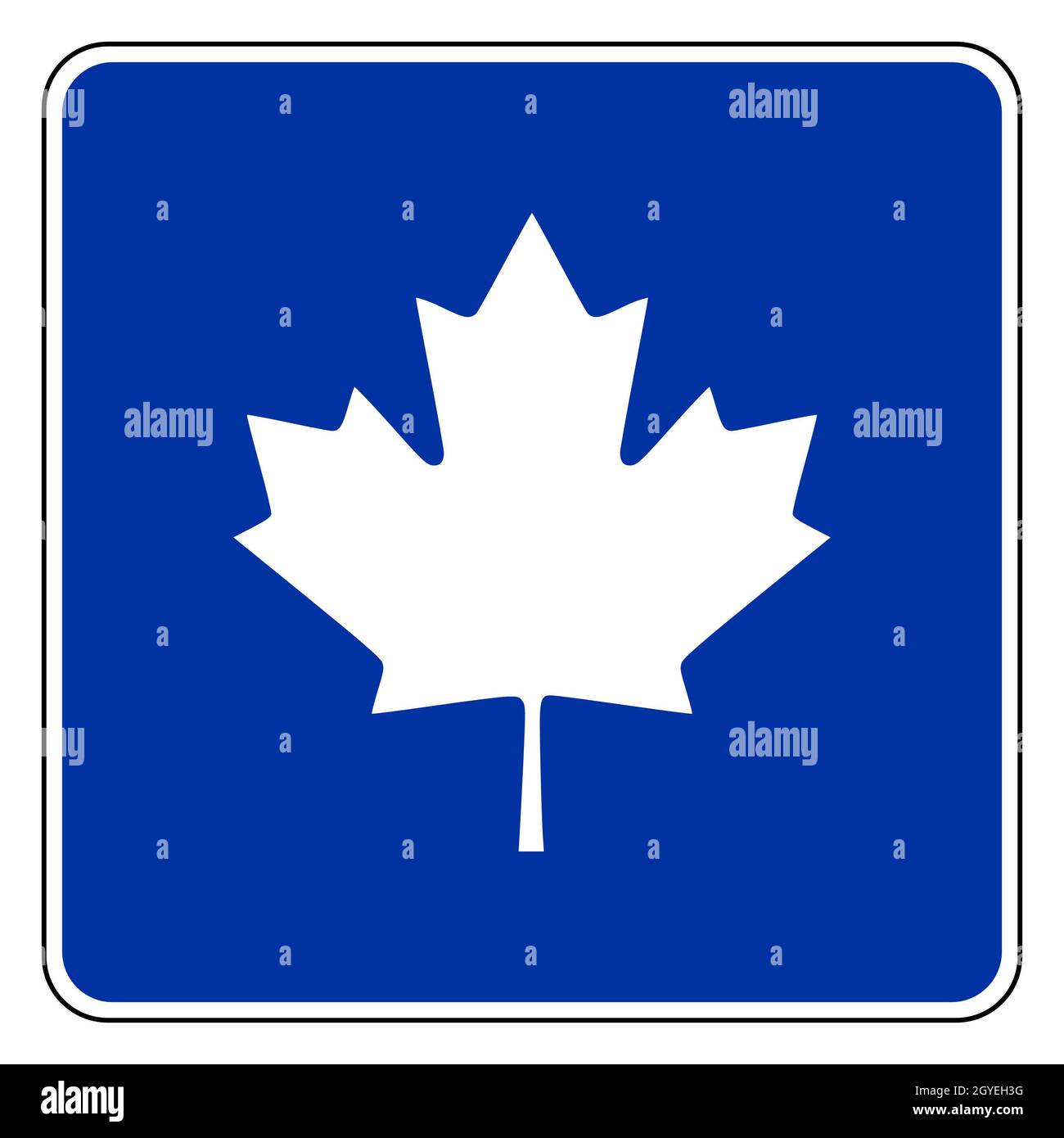 Maple leaf and road sign Stock Photo - Alamy