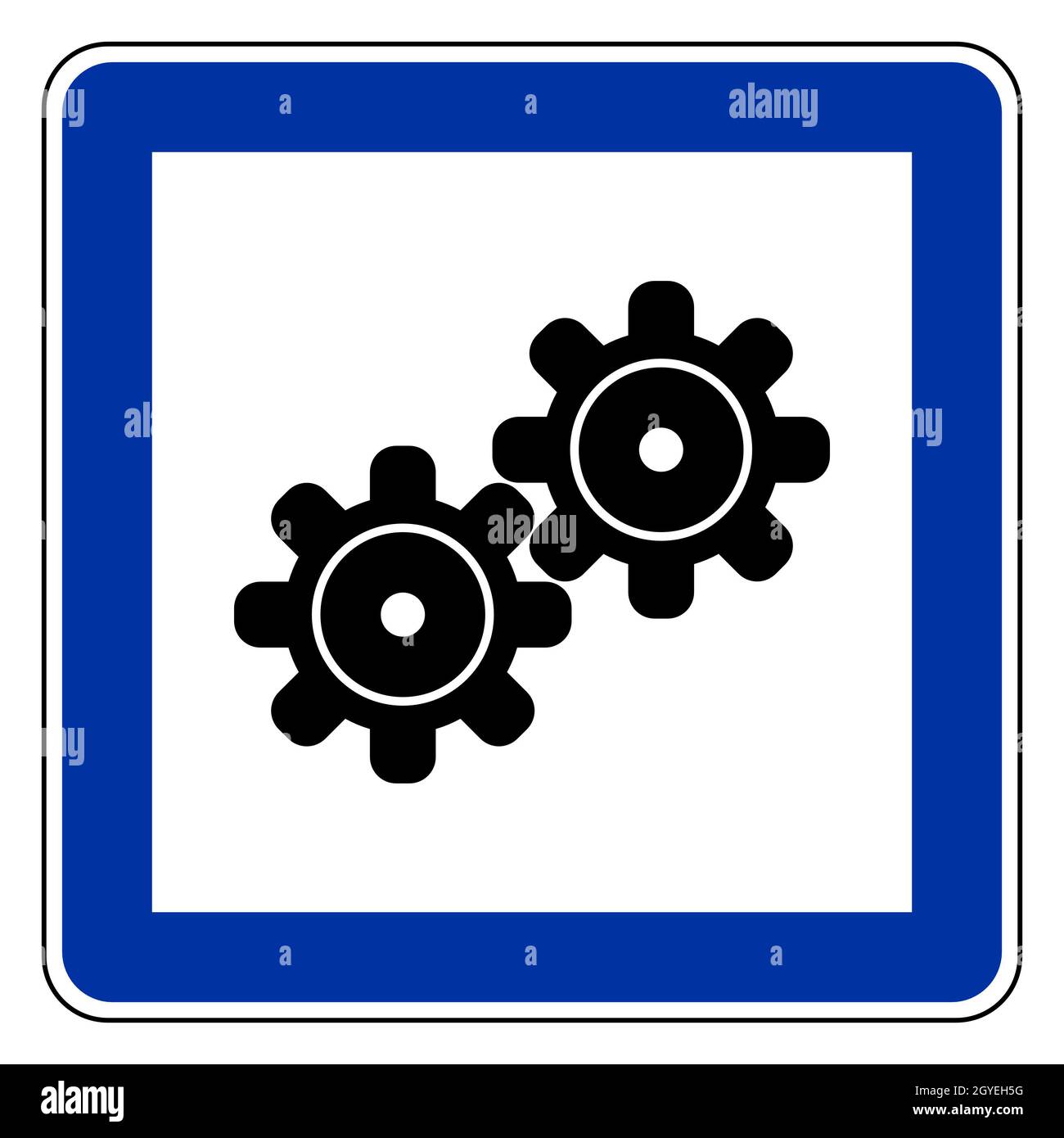 Gears and road sign Stock Photo - Alamy
