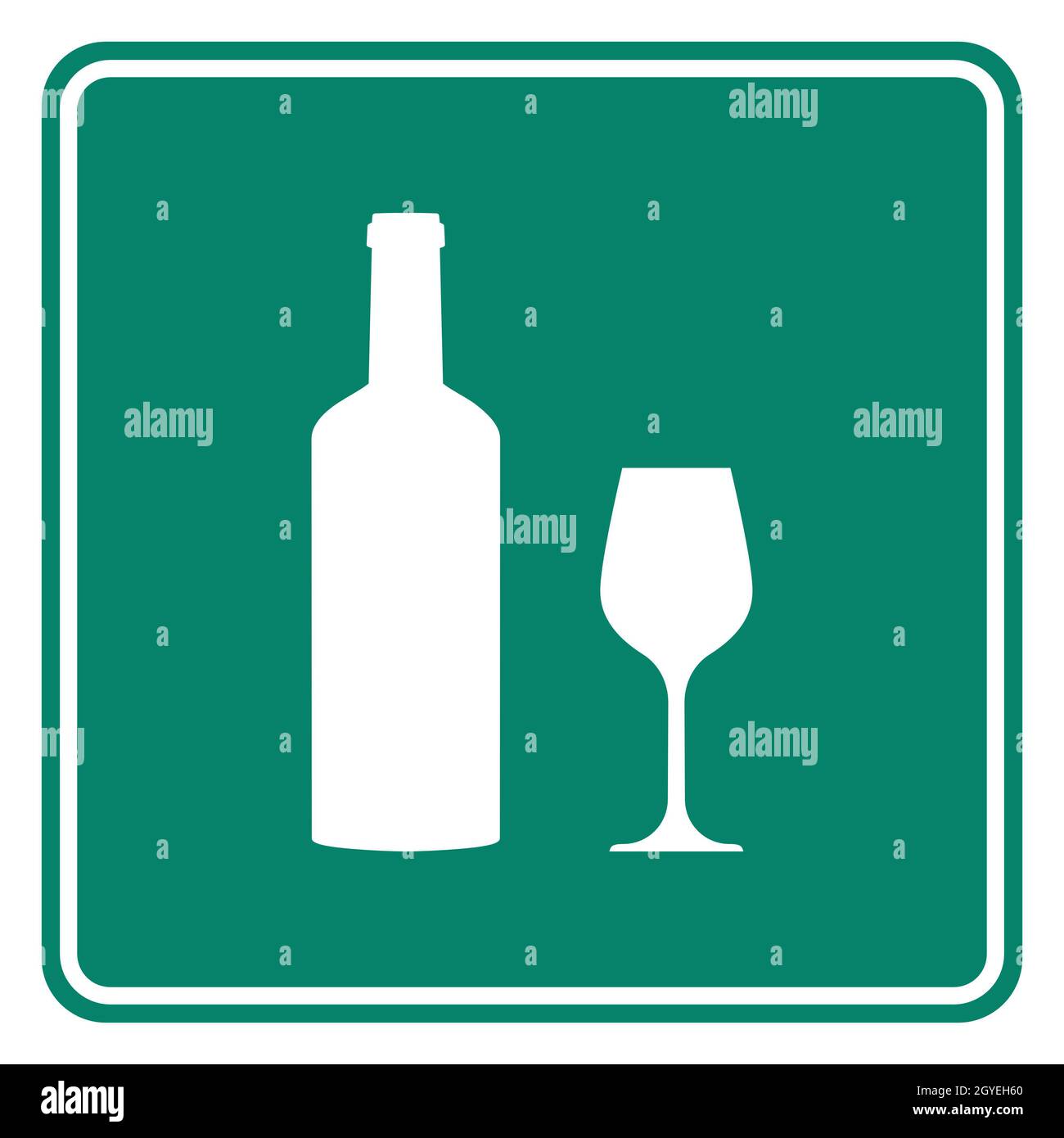 Wine bottle with glass and road sign Stock Photo - Alamy