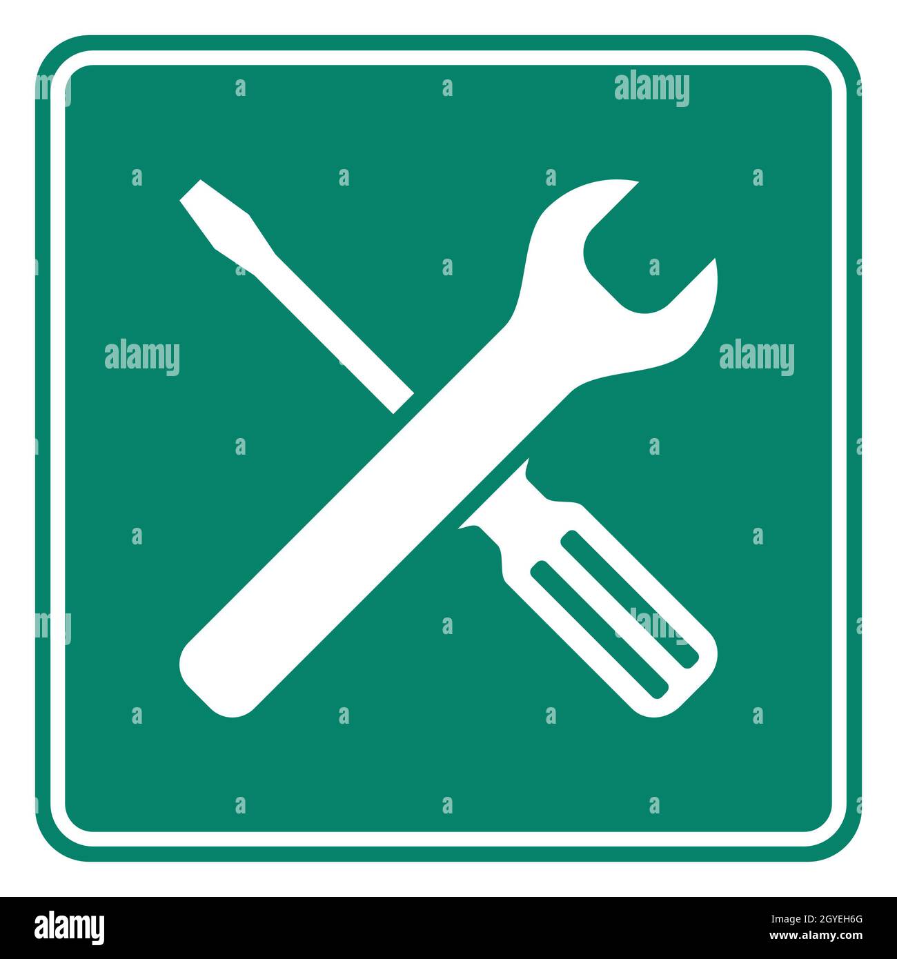 Tools and road sign Stock Photo - Alamy