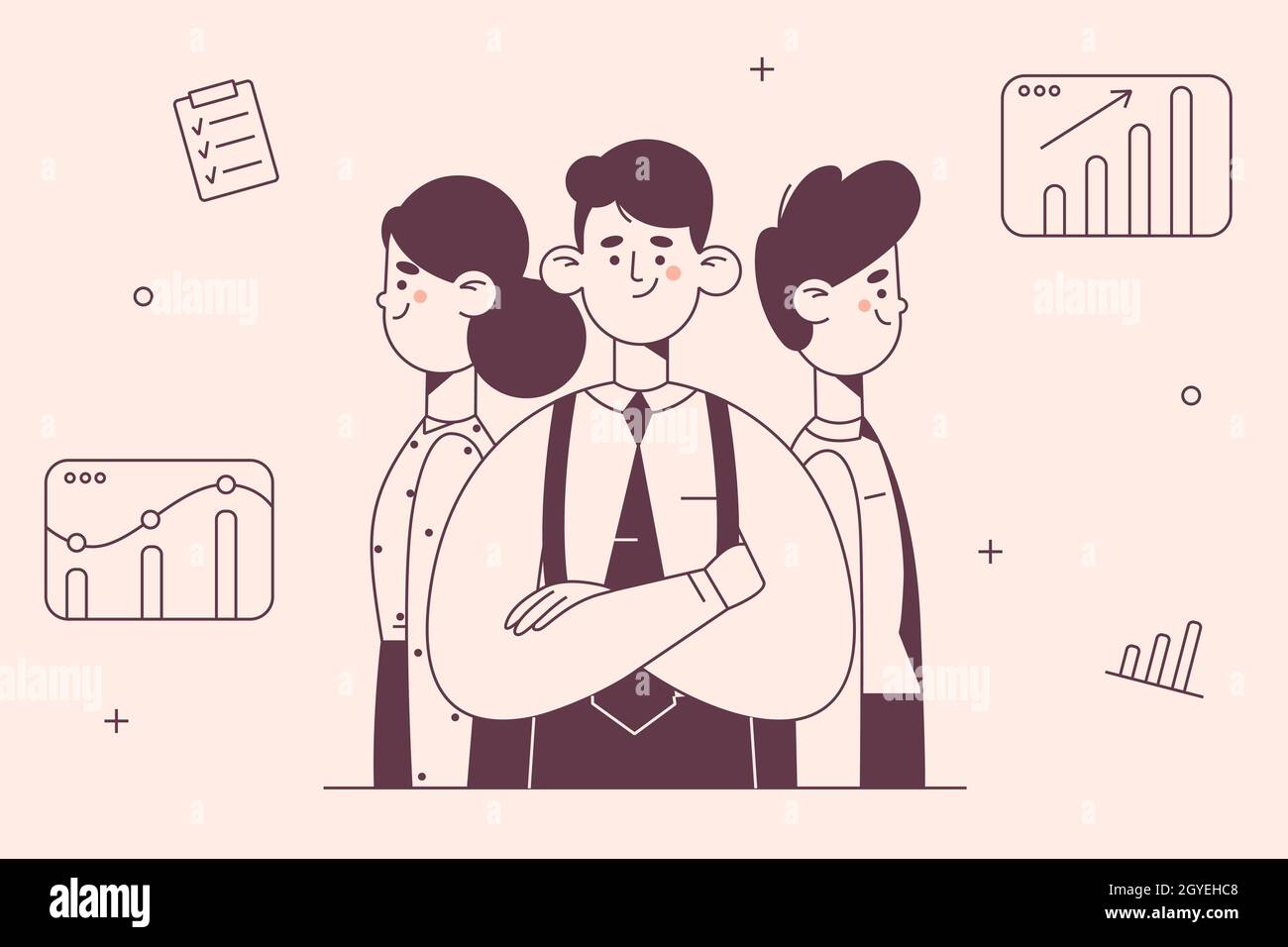 Teamwork, coworking, business development concept. Office workers ...