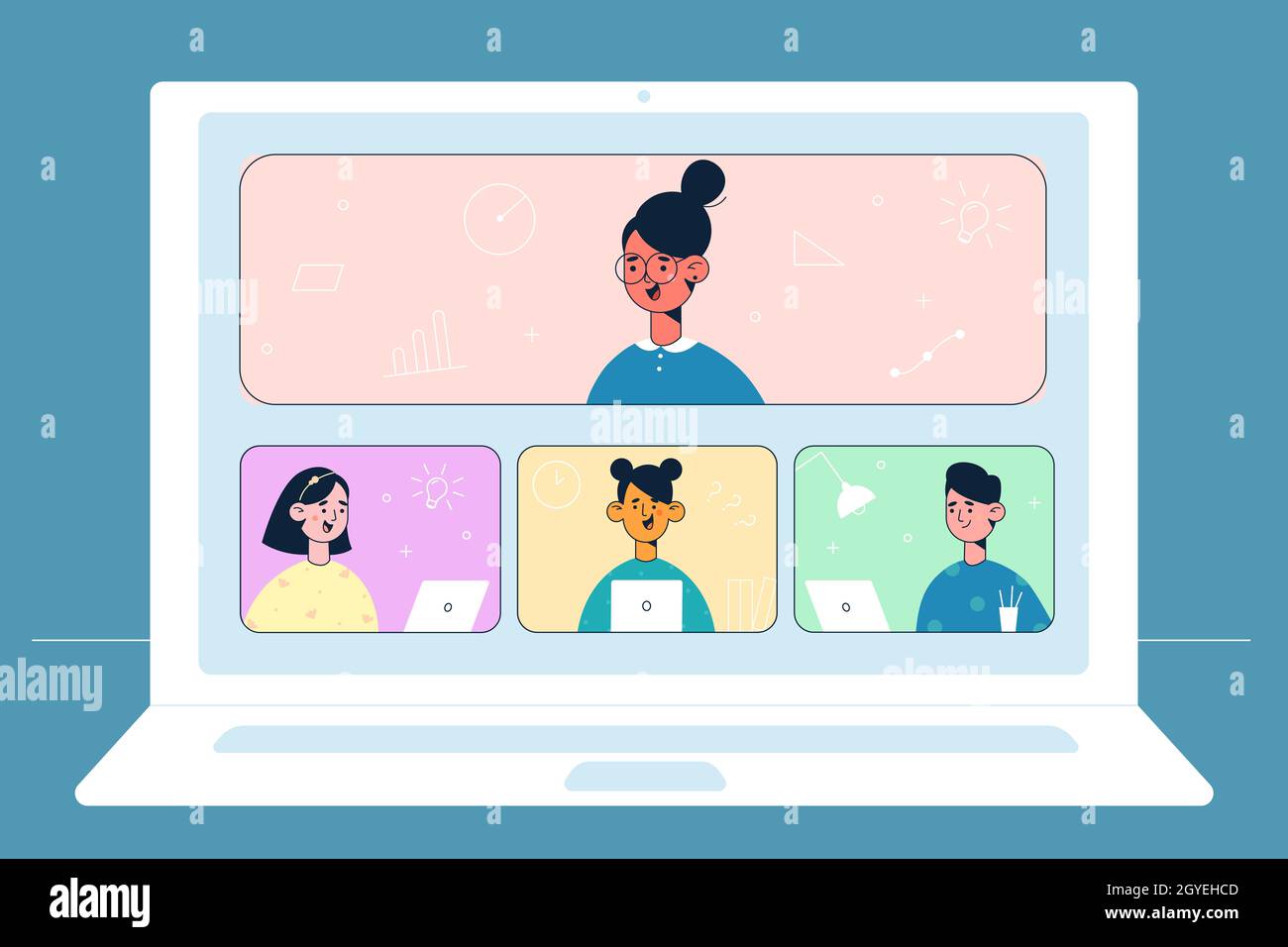 Online learning, Elearning, remote education concept. Laptop screen ...