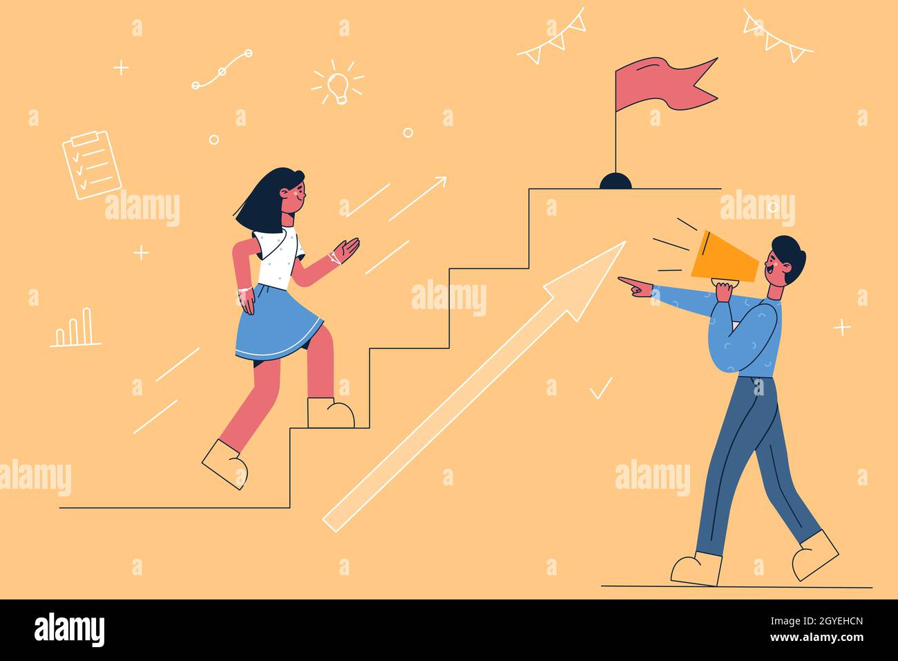 Competition, promotion, announcement concept. Young man making ...