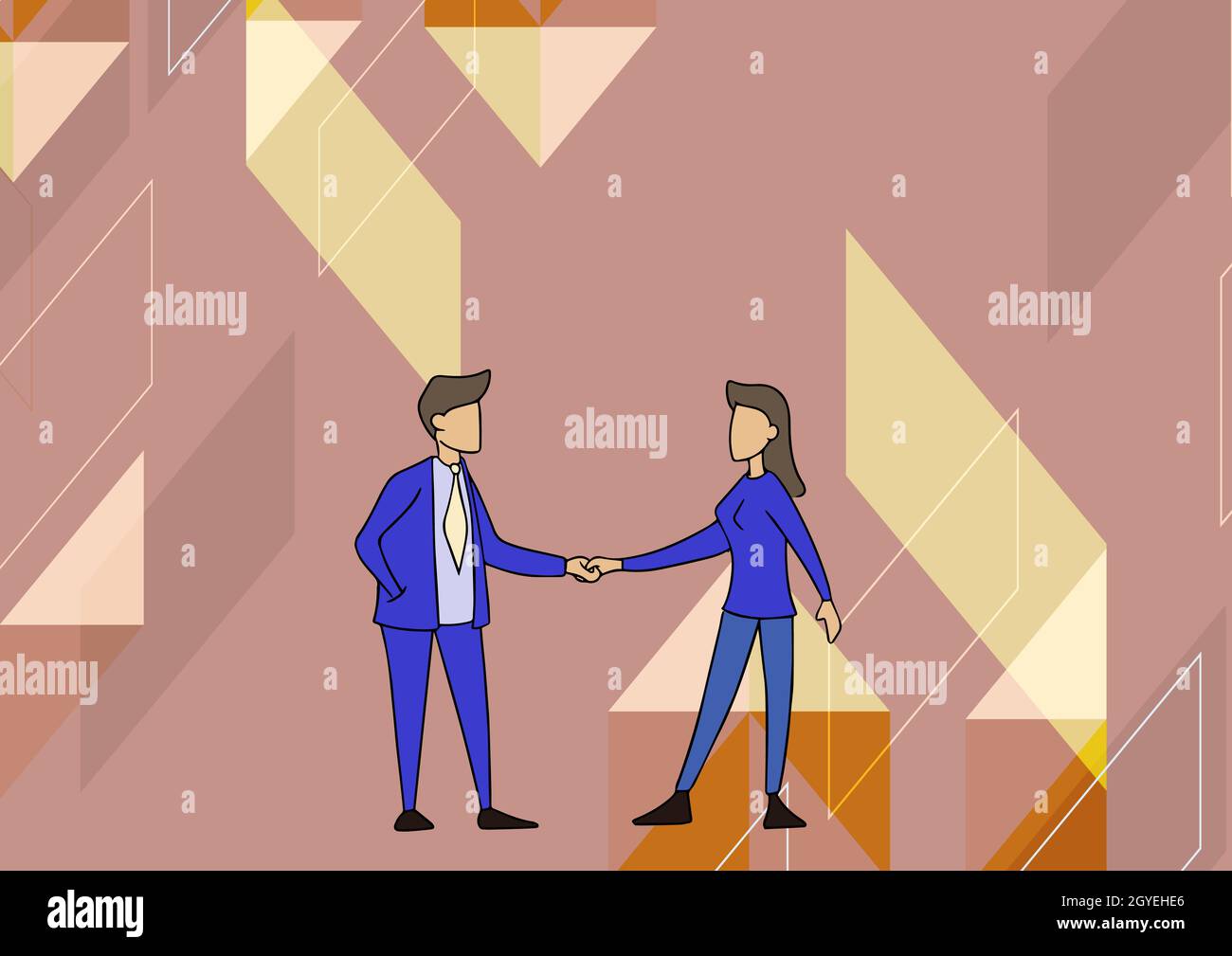 Man And Woman Standing Facing Towards Each Other Holding Hands Stock ...