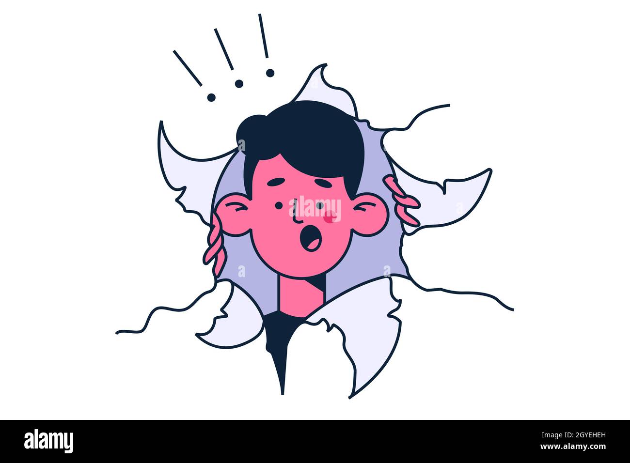 Omg and surprise concept. Young stupefied man cartoon character keeping ...