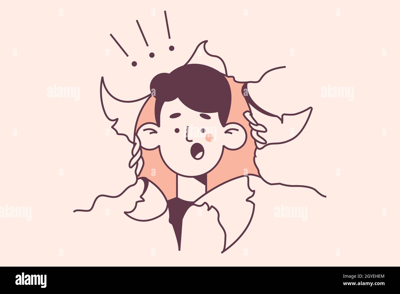 Omg and surprise concept. Young stupefied man cartoon character keeping ...