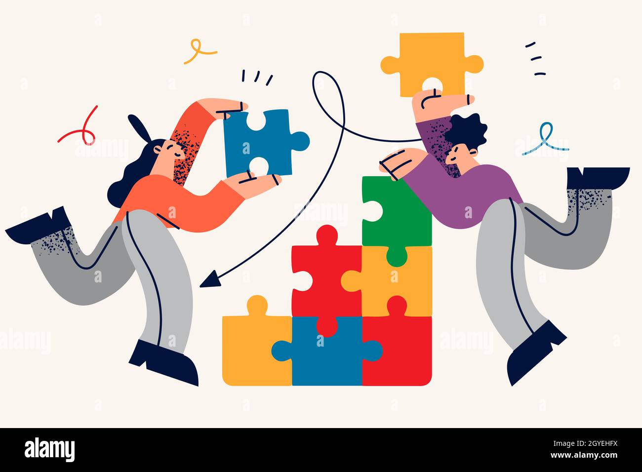 Collaboration, Teamwork, cooperation in business concept. Young ...