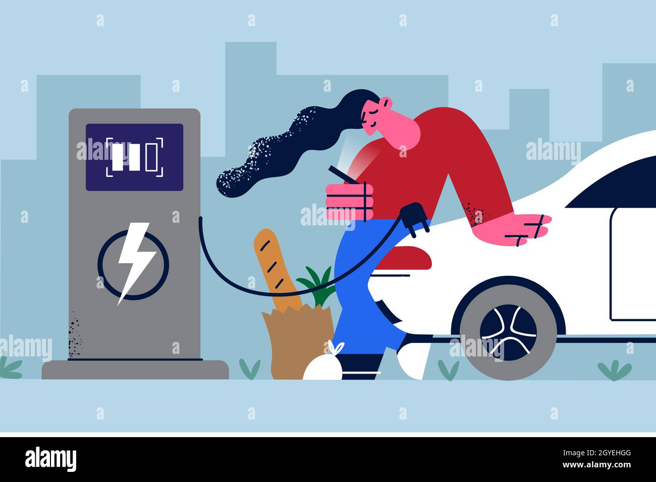 Alternative eco-sustainable lifestyle concept. Young smiling woman ...