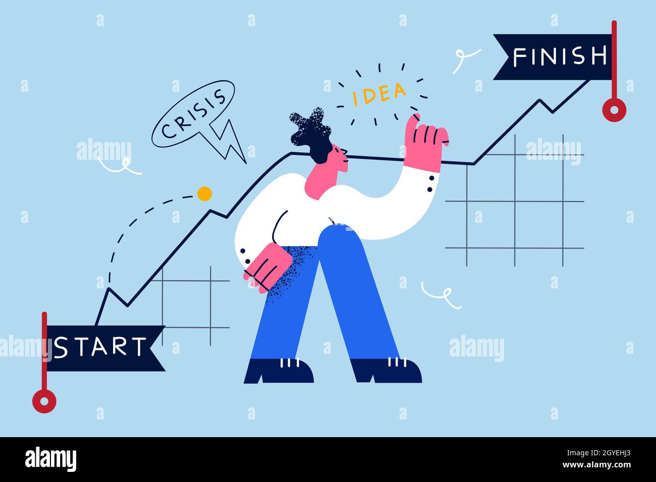 Career challenges in business concept. Young businessman cartoon ...