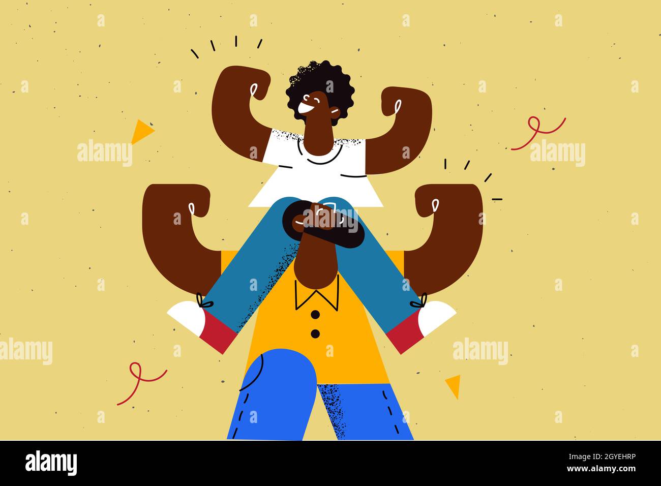 Happy fathers day celebration concept. Smiling african small son ...