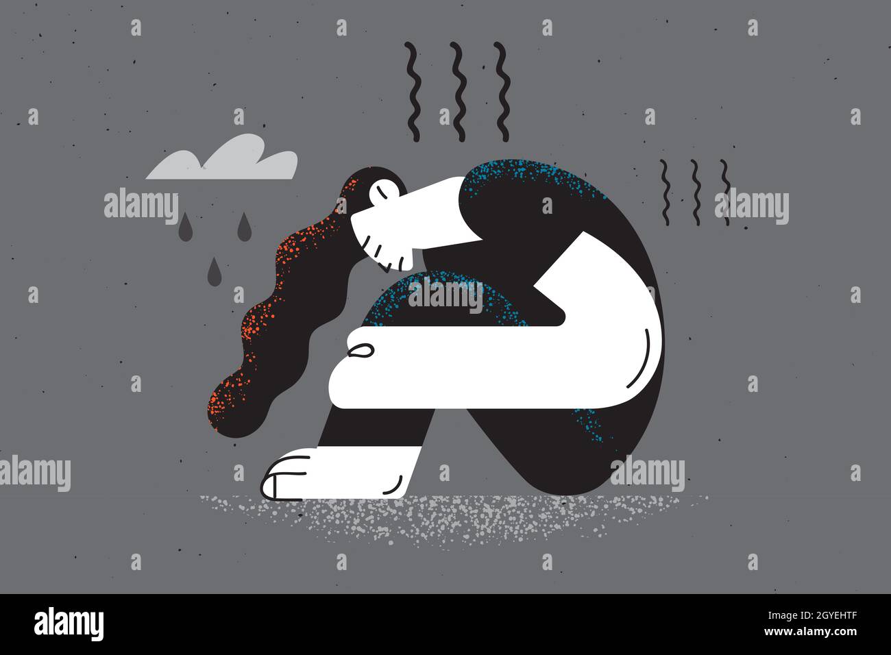 Grief, Depression, sadness concept. Despaired woman cartoon character ...