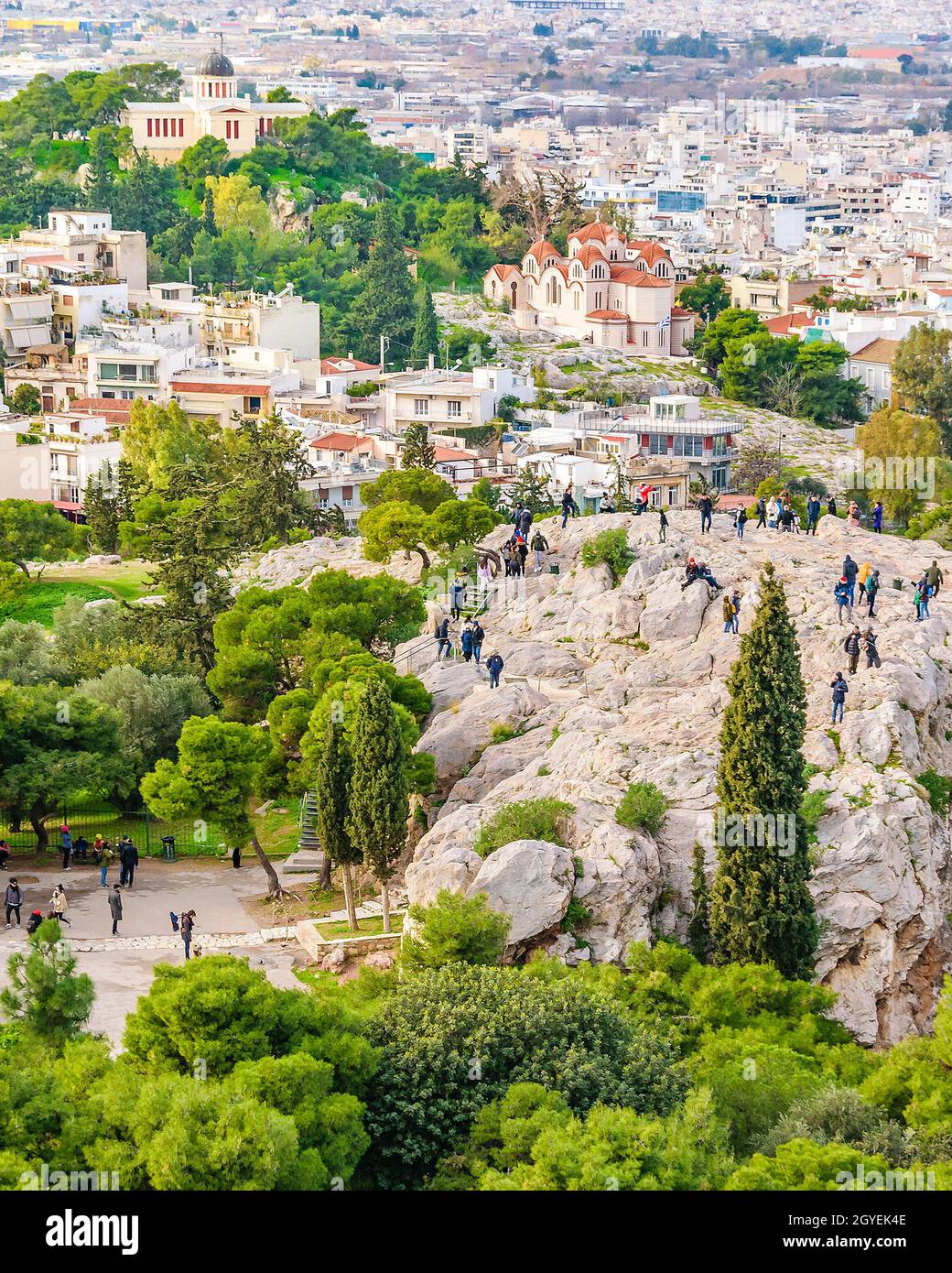 Aerial athens cityscape view from acropolis hill, athens, greece Stock ...