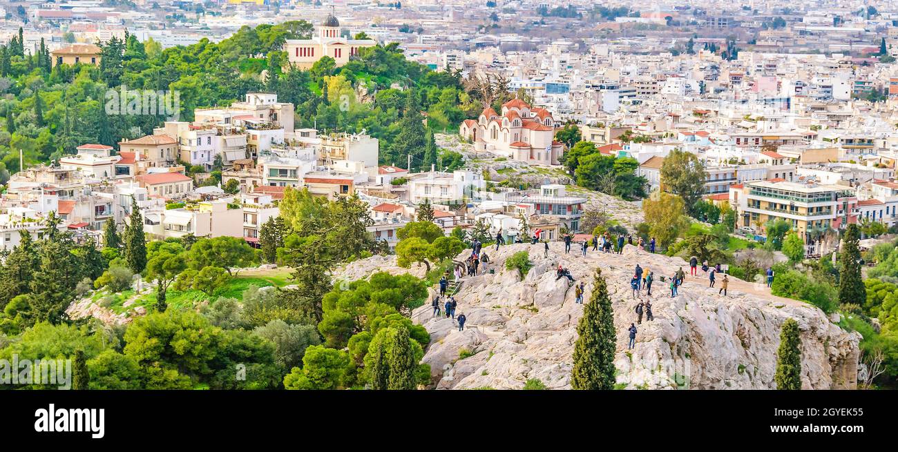Aerial athens cityscape view from acropolis hill, athens, greece Stock ...