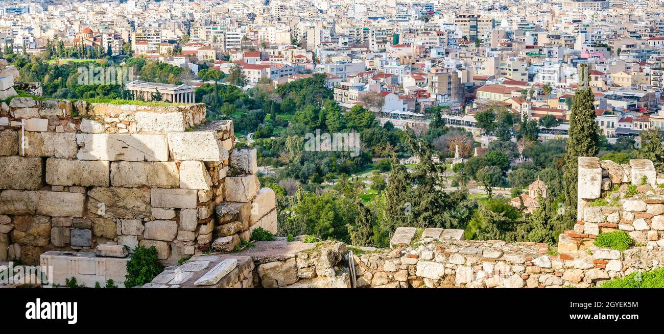 Aerial athens cityscape view from acropolis hill, athens, greece Stock ...
