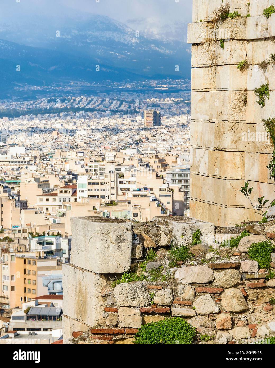 Aerial athens cityscape view from acropolis hill, athens, greece Stock ...