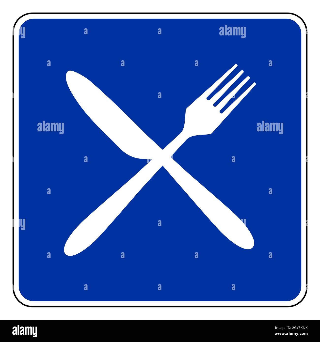 Cutlery and road sign Stock Photo - Alamy
