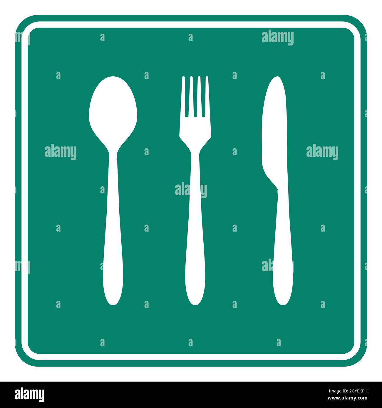 Cutlery and road sign Stock Photo - Alamy