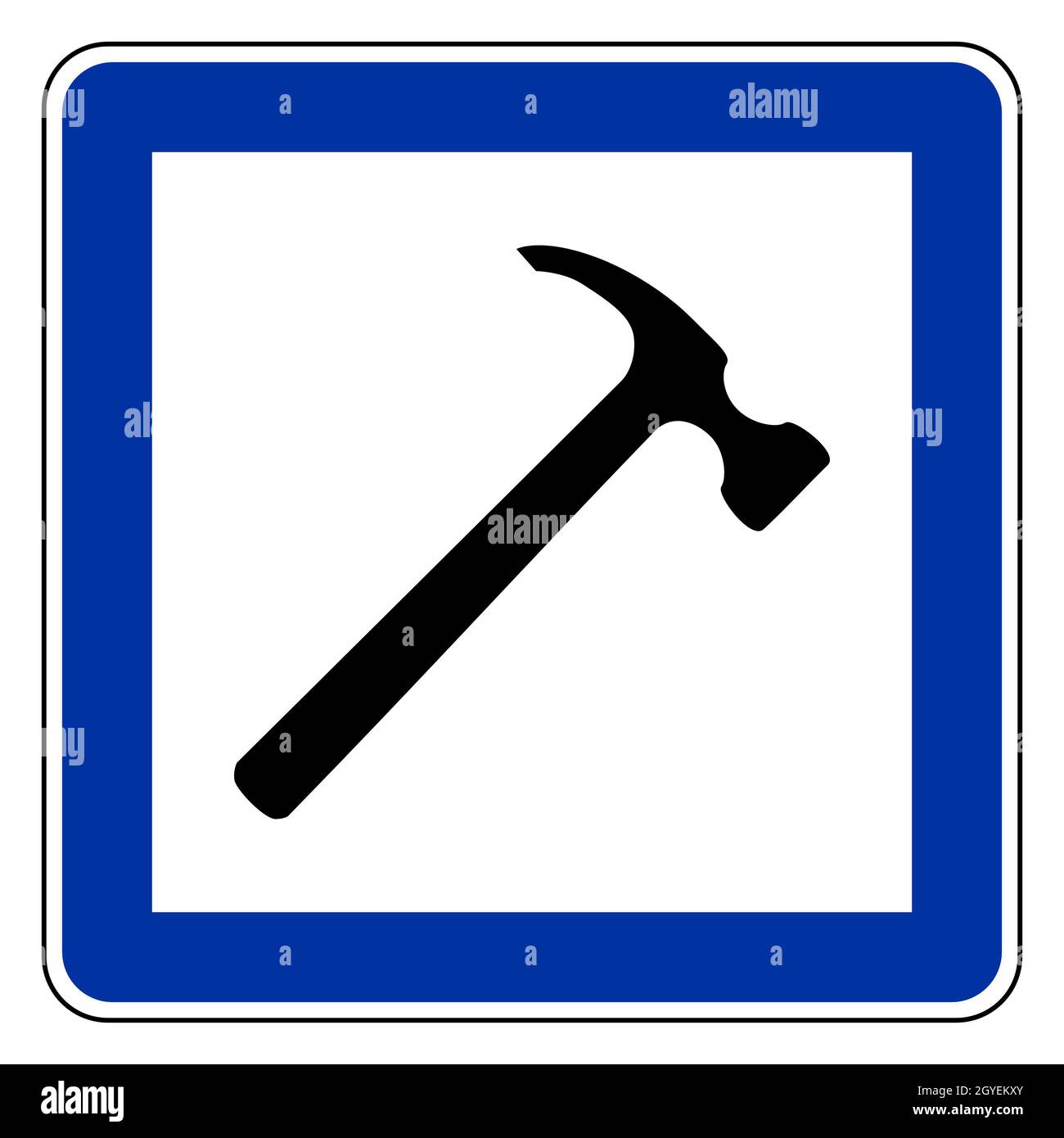 Hammer and road sign Stock Photo - Alamy