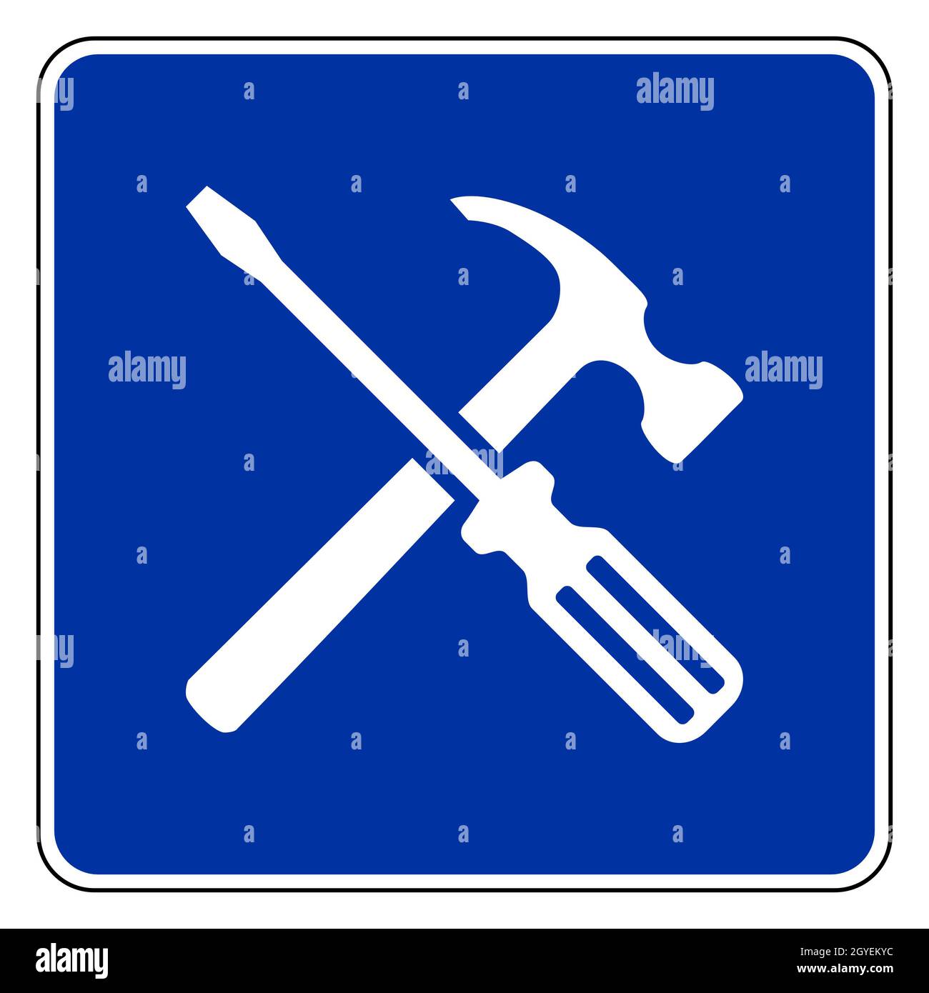 Tools and road sign Stock Photo - Alamy