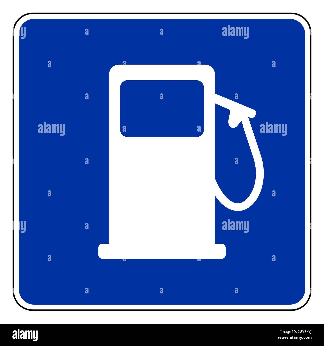 Gas station and road sign Stock Photo - Alamy