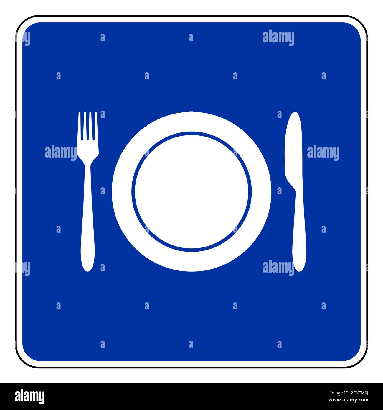 Cutlery and road sign Stock Photo - Alamy