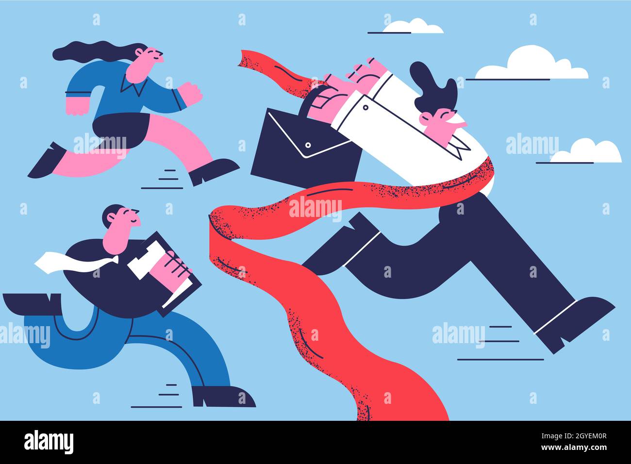 Leadership, winning, competition concept. Group of business people ...