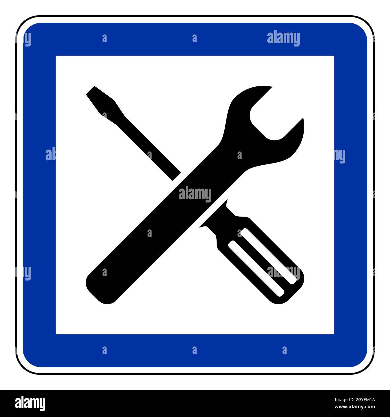 Tools and road sign Stock Photo - Alamy