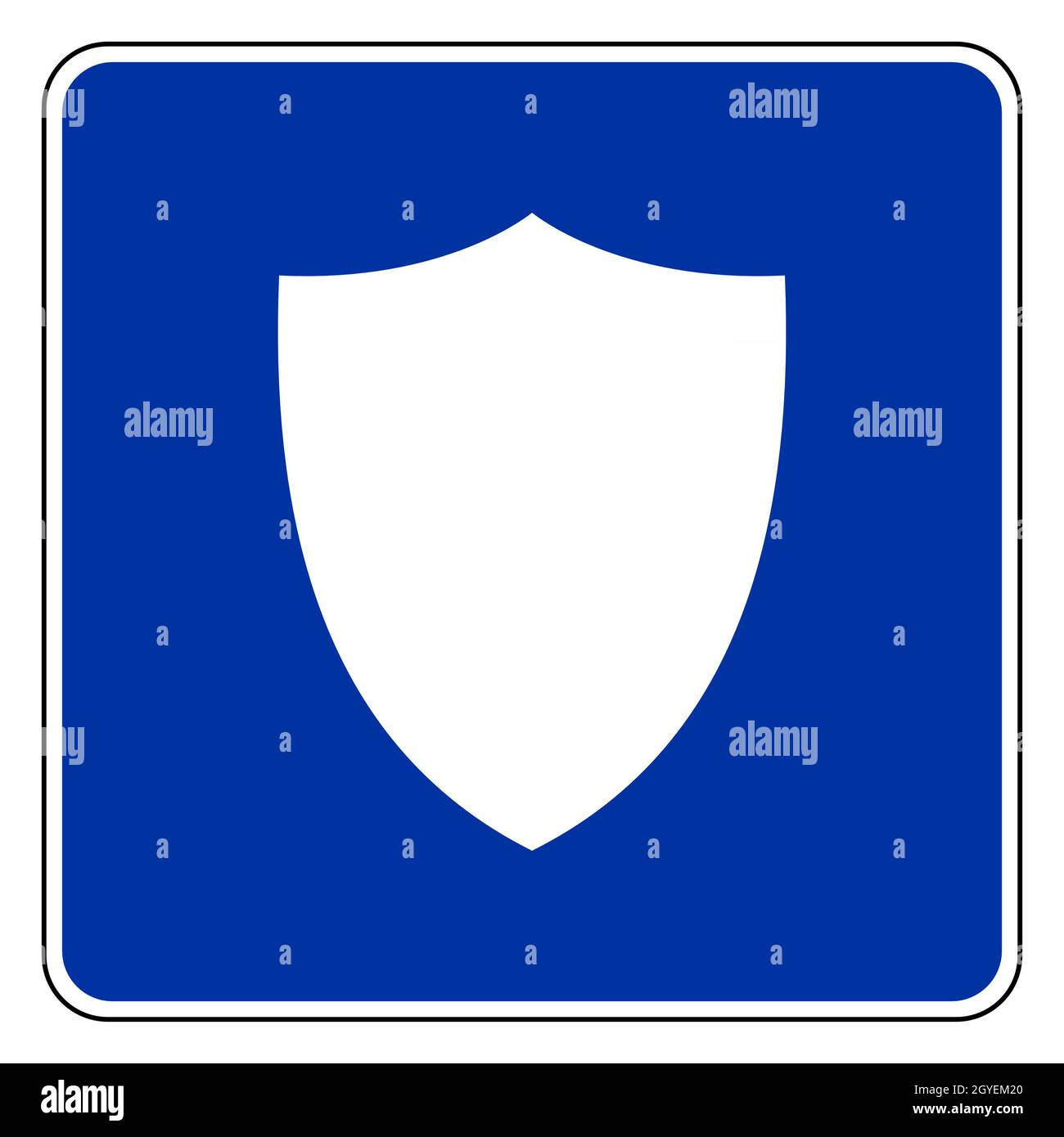 Shield and road sign Stock Photo - Alamy
