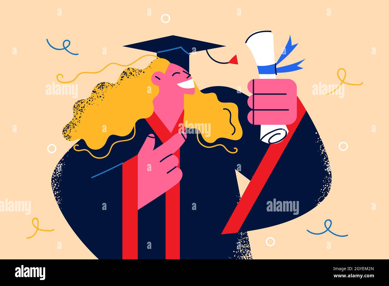 Study, education, graduate degree concept. Happy and excited young ...