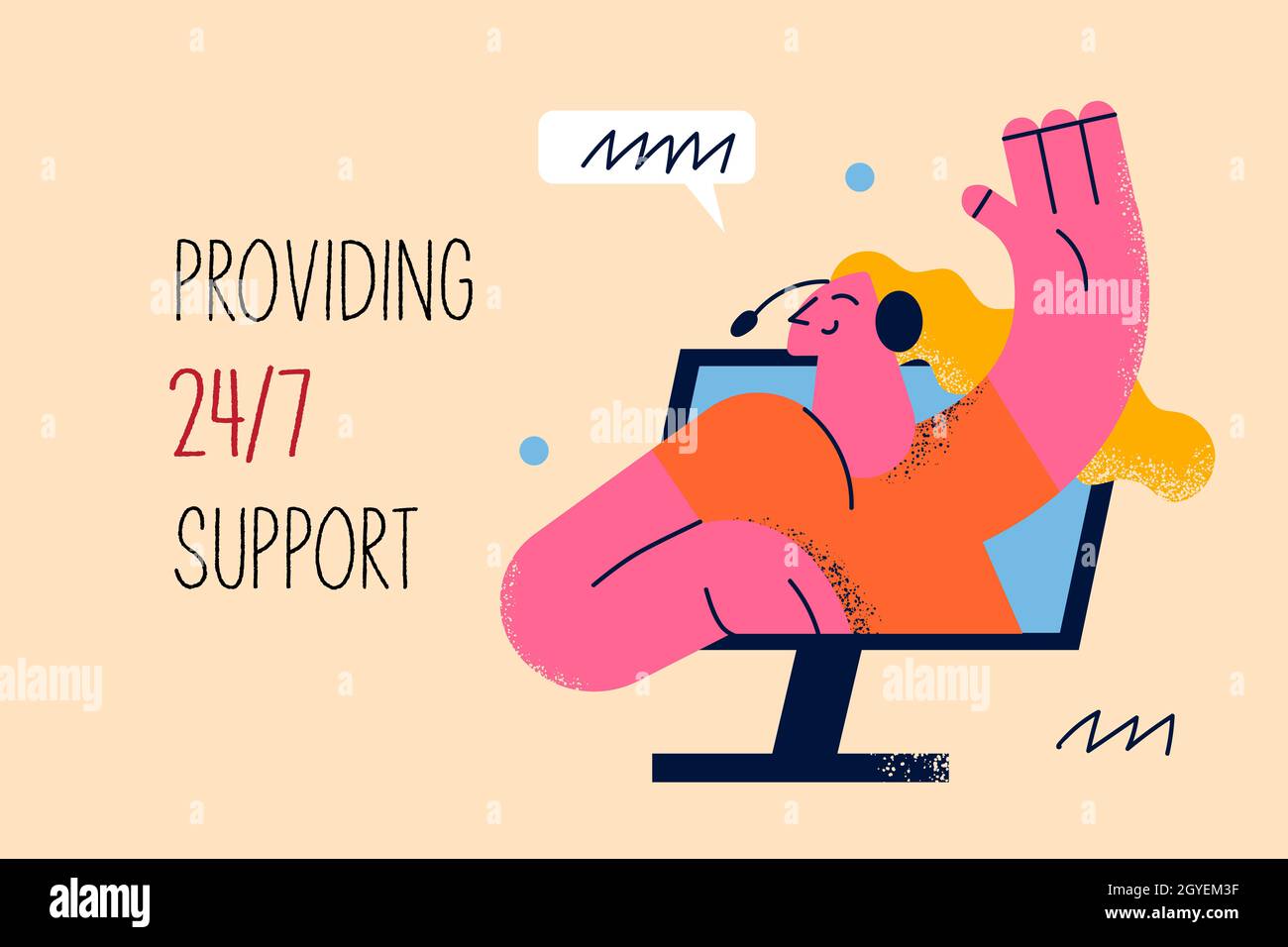 Customer service worker providing support concept. Young smiling ...