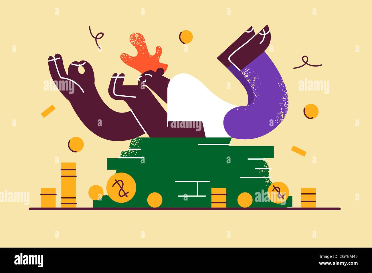 Financial success, wealth, money concept. Happy rich guy cartoon ...