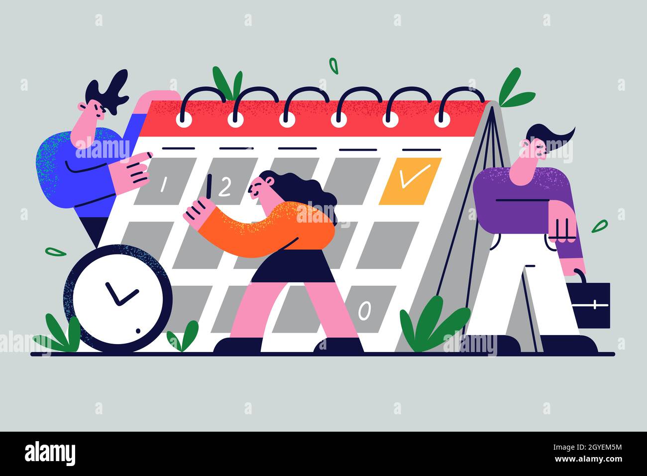 Time management, people planning concept. Business workers ...