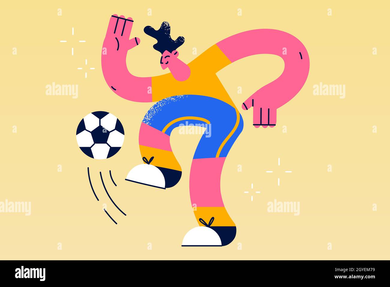 Professional soccer player and football concept. Young positive man ...