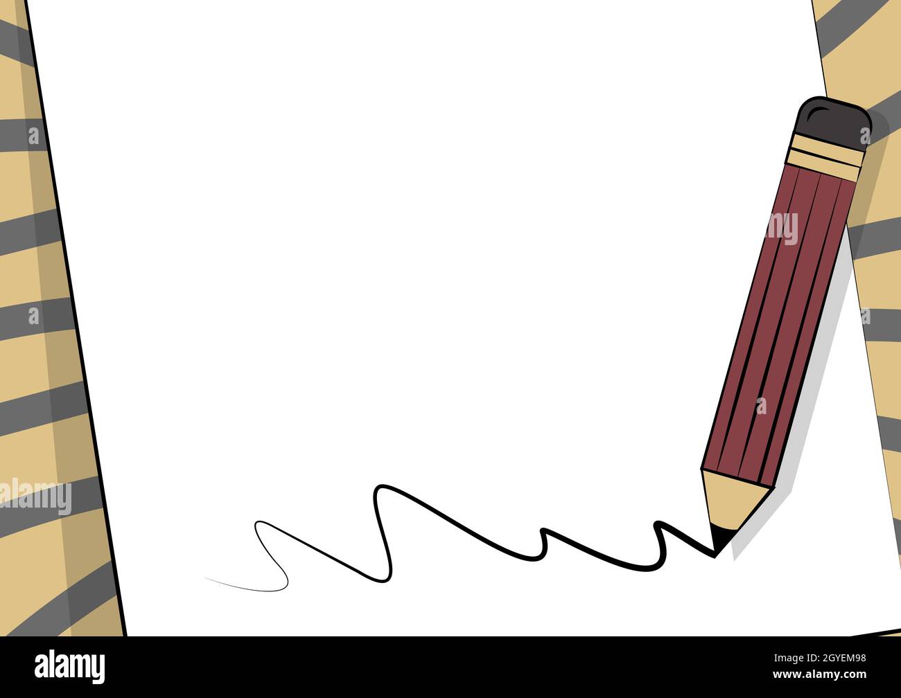 Pencil Drawing On Top Of Sheet Of Paper Scribble Drawing Line Stock ...